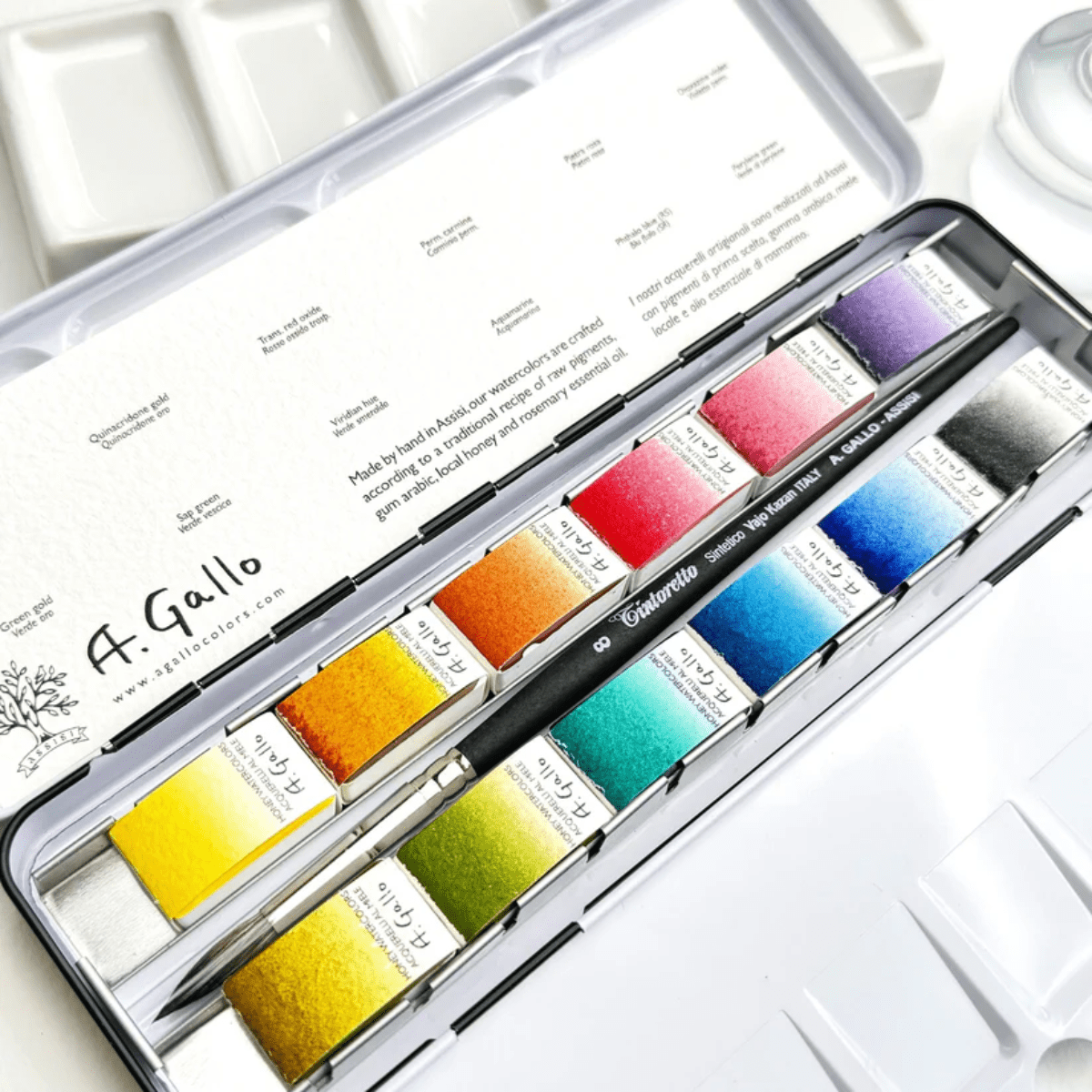 A. Gallo - Handmade Watercolours - Botanical Palette - 12 Full Pan Set ...