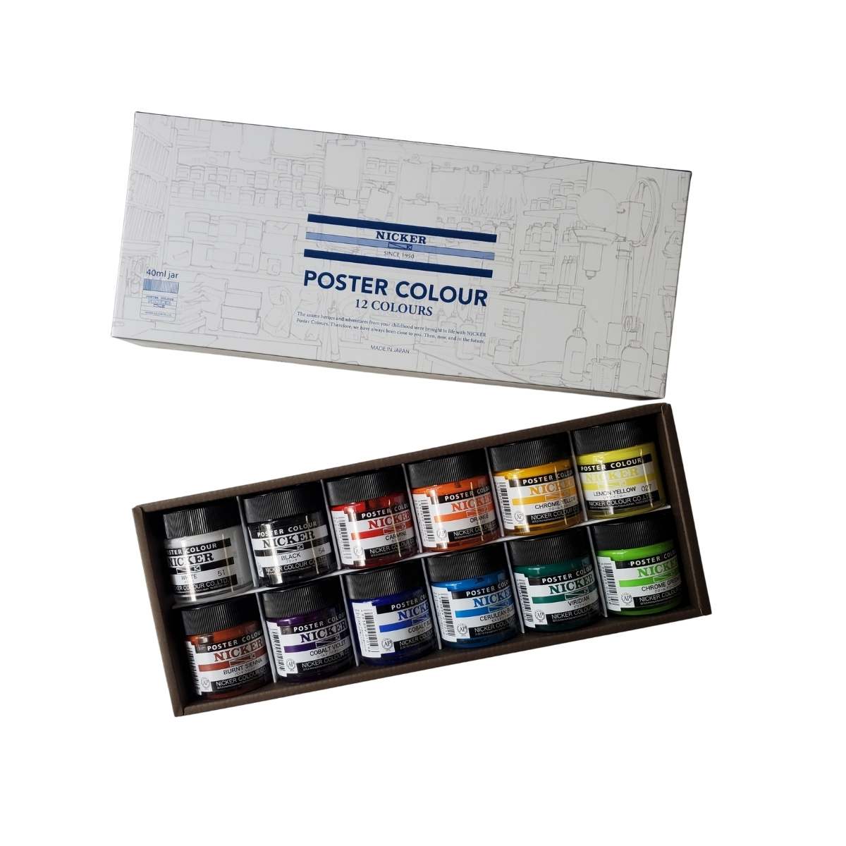Nicker - Poster Colours - Set of 12 Colours - 40mL Jars | Gwartzman's ...